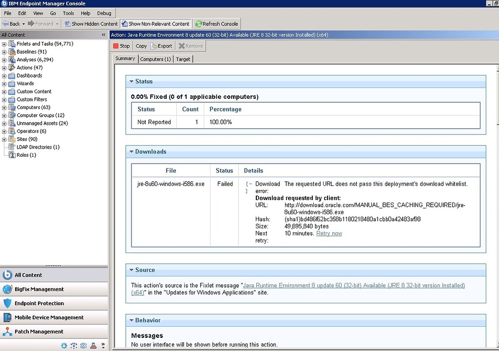 JRE update failed - BigFix Forum