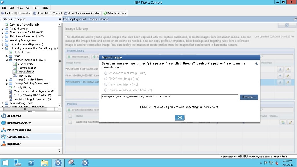 WIM Image upload error - OSD - BigFix Forum