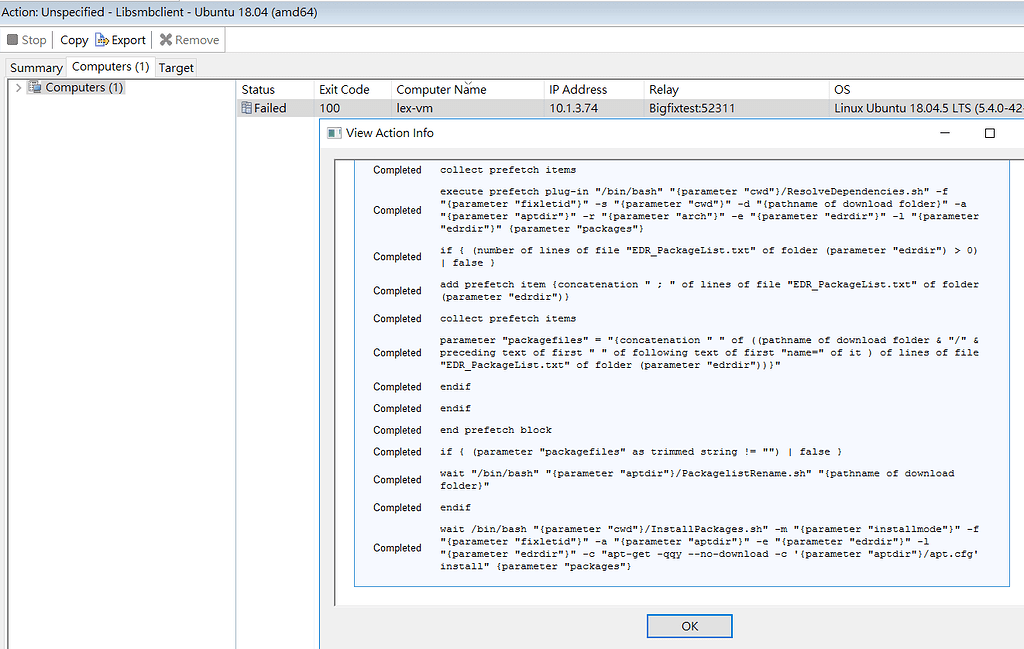 Patch for Linux show all competed but fail - Patch - BigFix Forum