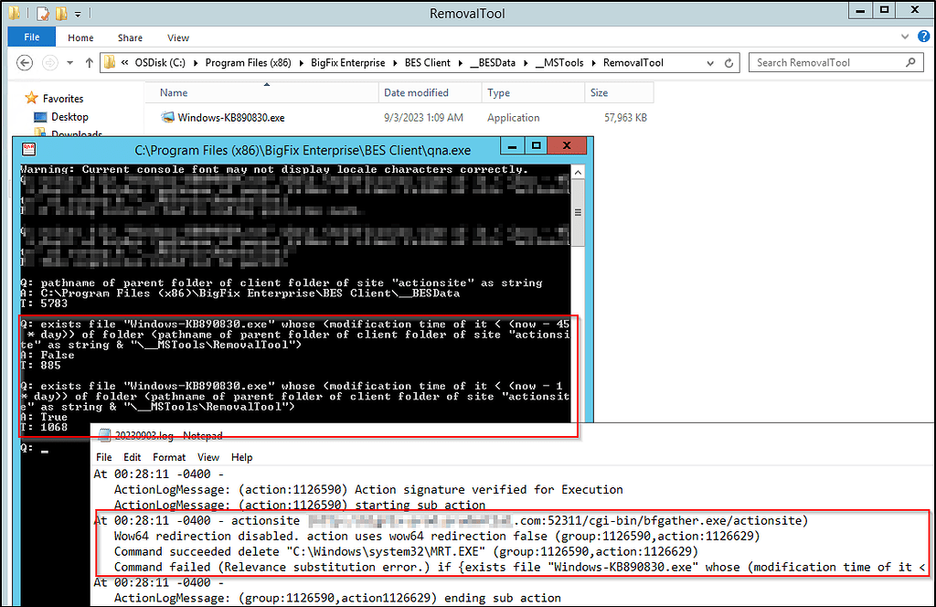 Relevance substitution error - for file cleanup of old MS MRT EXE - Content Authoring - BigFix Forum