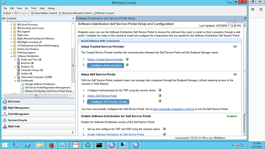 Self Service Portal Login Issue - SWD - BigFix Forum