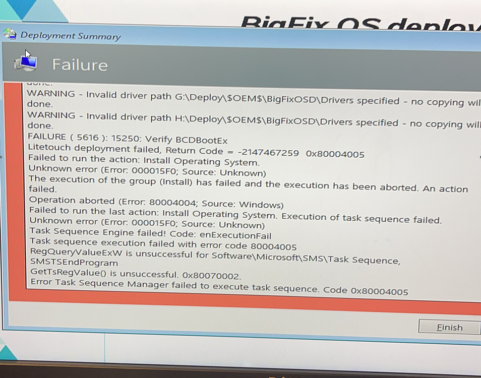 Deployment Summary Failure - OSD - BigFix Forum