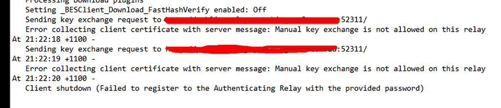 Relay - Sending Key Exchange Request fails - Usage and Config - BigFix Forum
