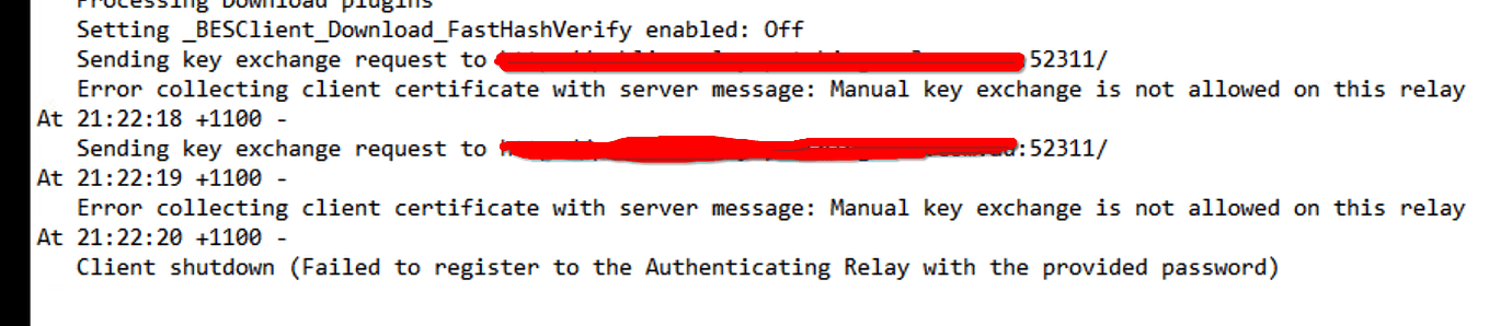 Relay - Sending Key Exchange Request fails - Usage and Config - BigFix ...