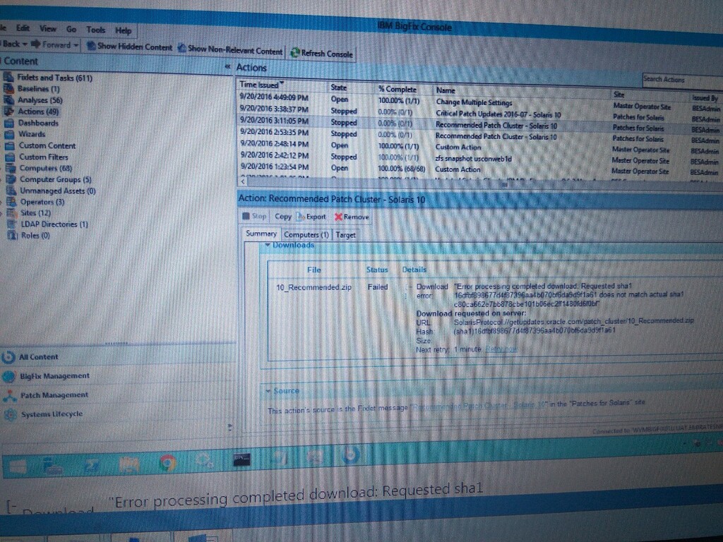 Download Error Does not match actual sha1 - Patch - BigFix Forum