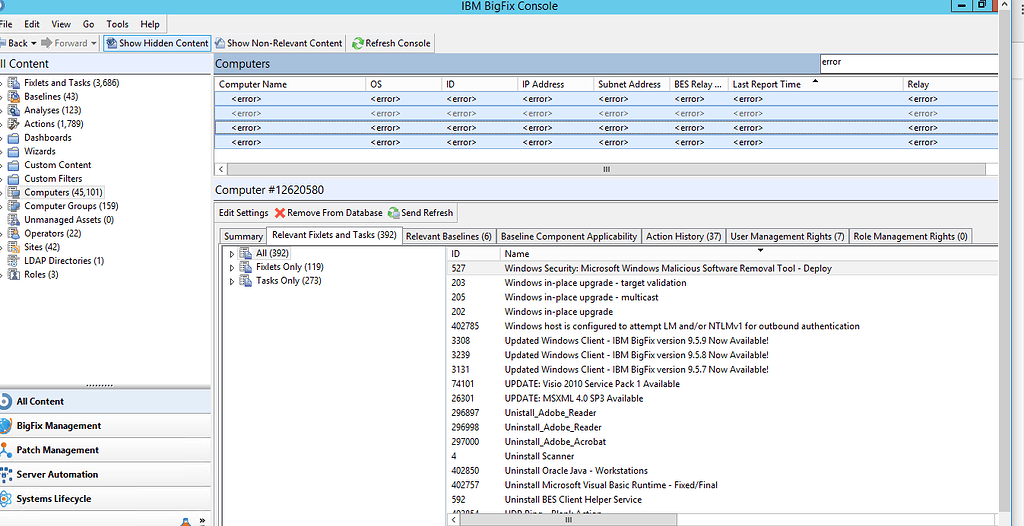 BigFix Console List Pane shows messages - Platform - BigFix Forum