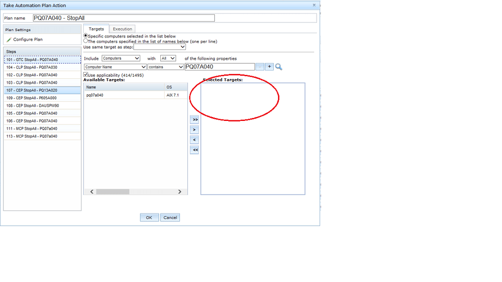Automation Plans Losing Target Computers After Default Setting Configuration - Server Automation ...