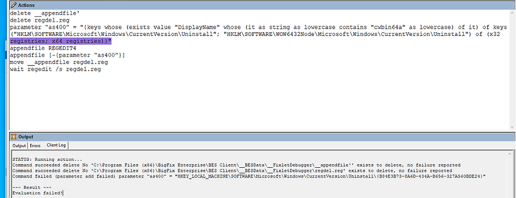 Removing RegKey using Relevance - Content Authoring - BigFix Forum