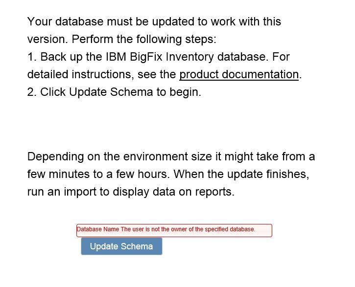 BFI Upgrade of Schema Update Error - BFI - BigFix Forum