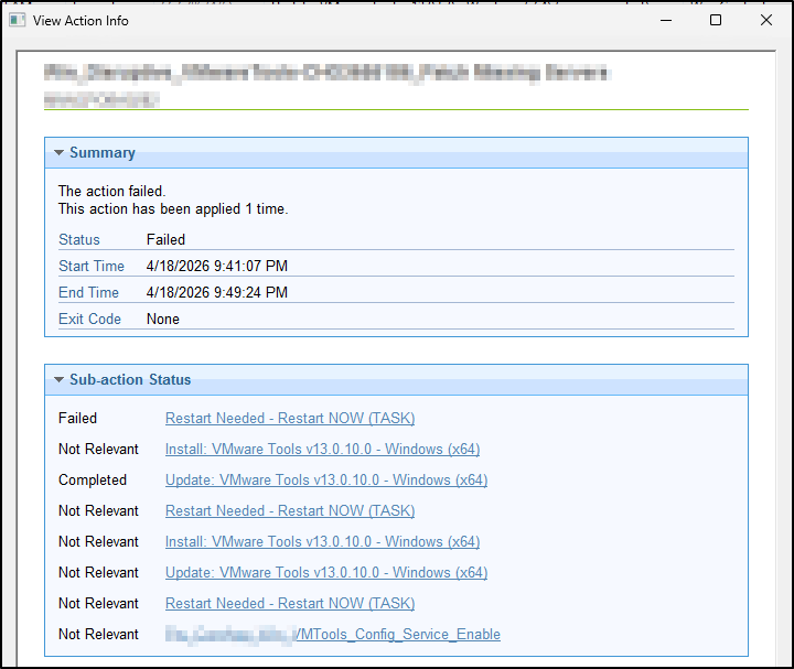 Vmware tools baseline - false positive failures for pending restart ...