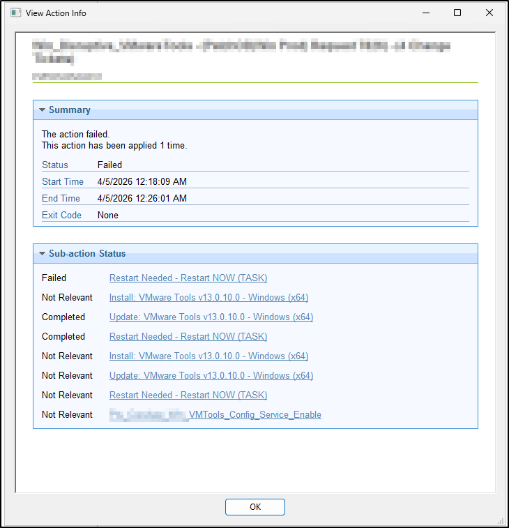 Vmware tools baseline - false positive failures for pending restart ...