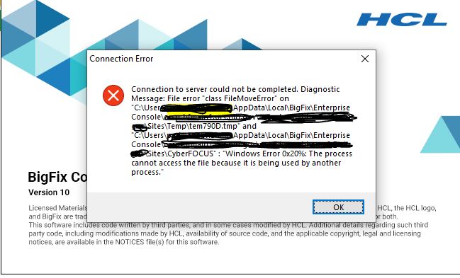Bigfix Console Logon Error After Restart Of Machine Bigfix Forum 