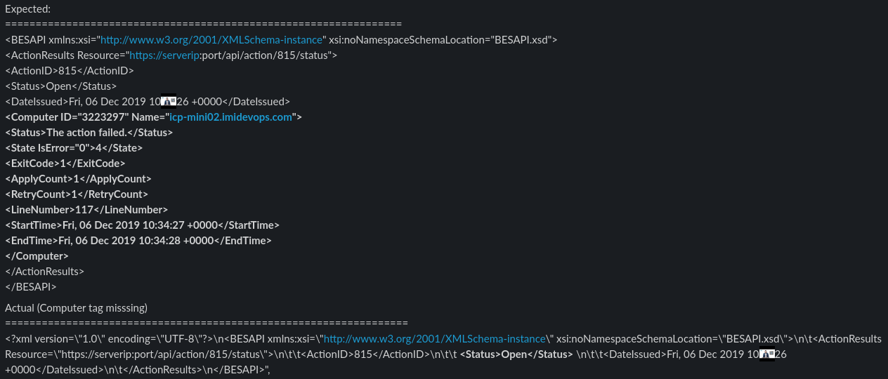 Issue Of Missing Xml Components In Response Xml While Fetching Mutiple Action Id Status Bigfix 9266